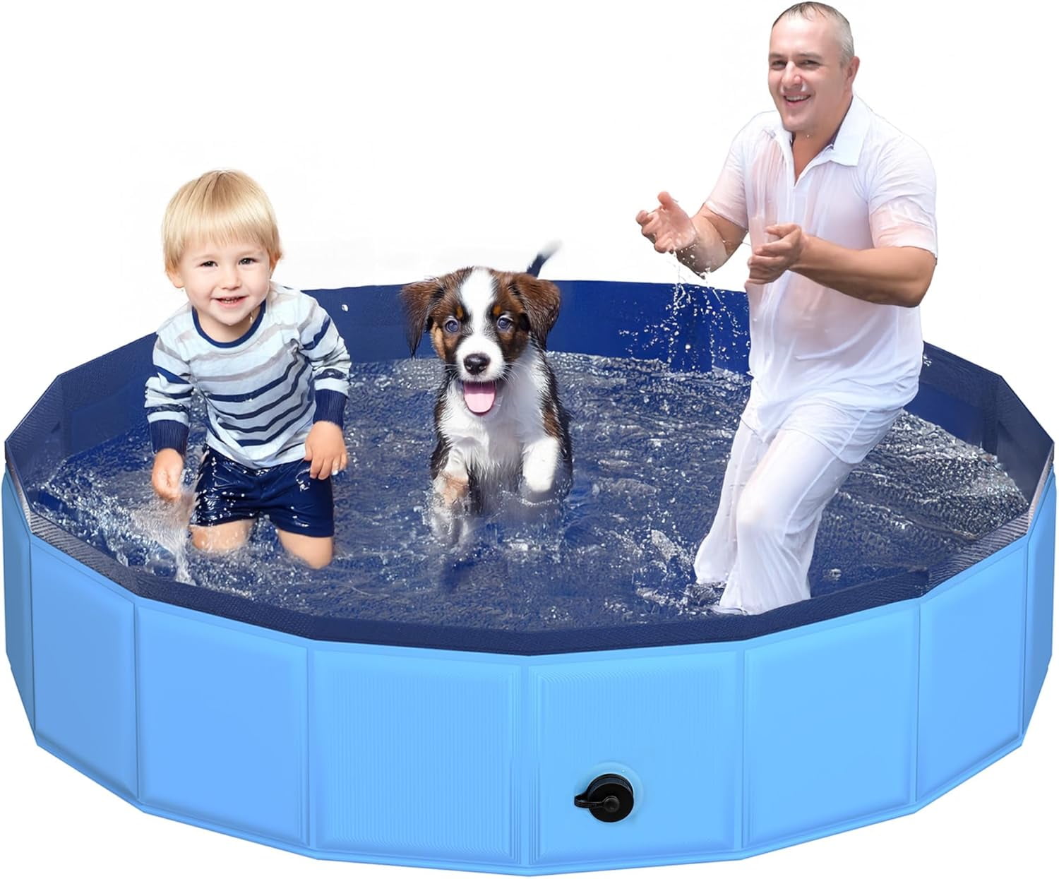 71" x 12" Foldable Dog Pool - Collapsible Hard Plastic Kiddie Pool for ...