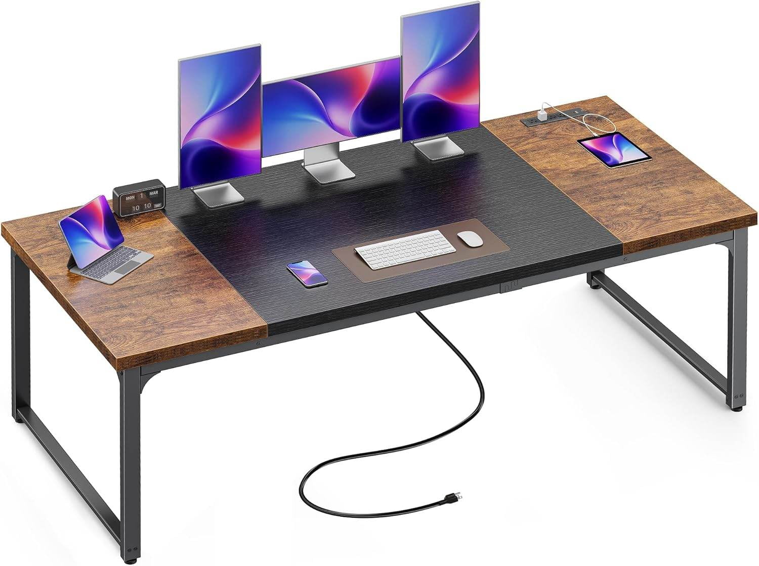 71 x 31.5 Inch Deep Computer Desk with Power Outlets & USB-C, 1.2-Inch ...