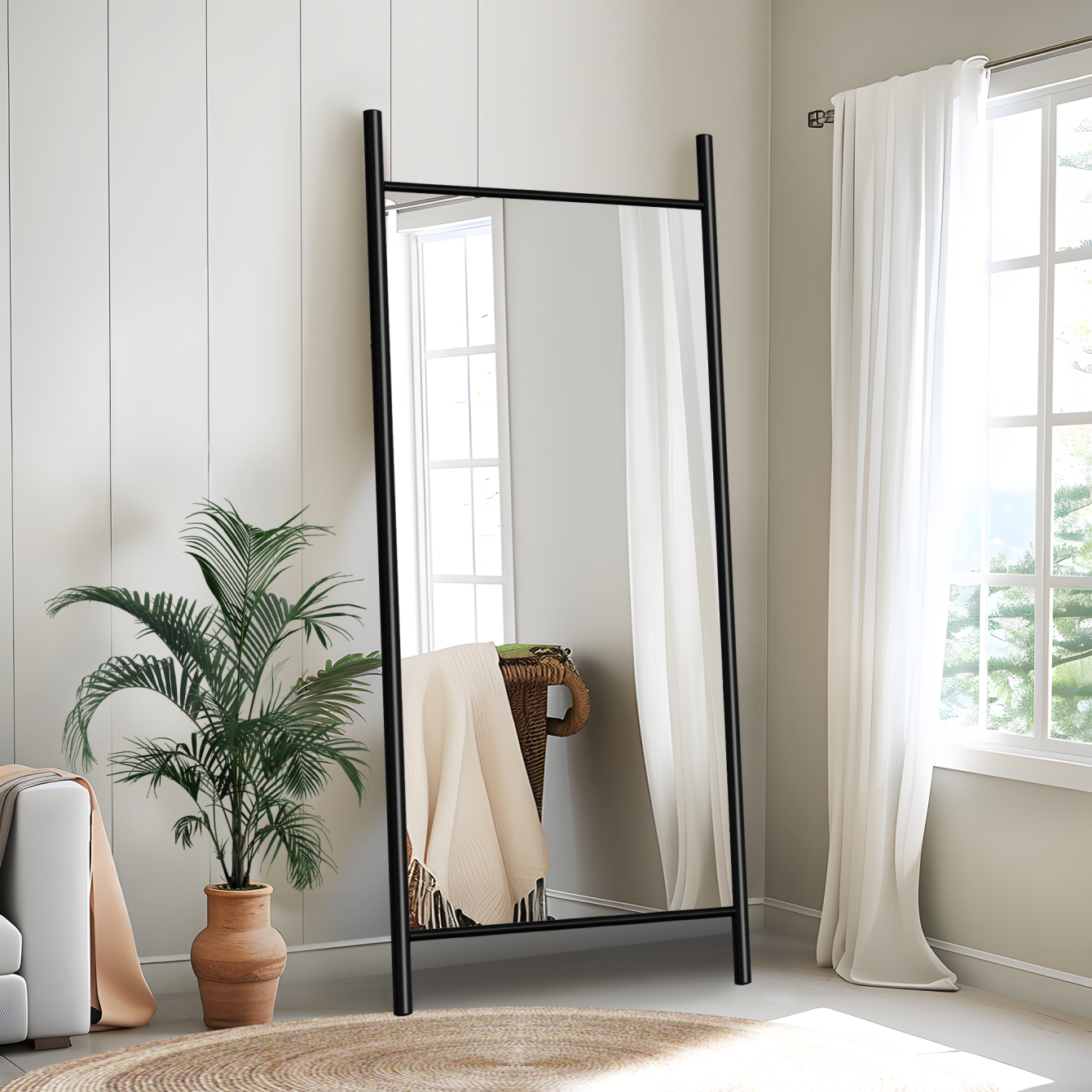 71 x 35 Inch Bathroom Mirror, Ladder Rectangular Full-Length Mirror ...