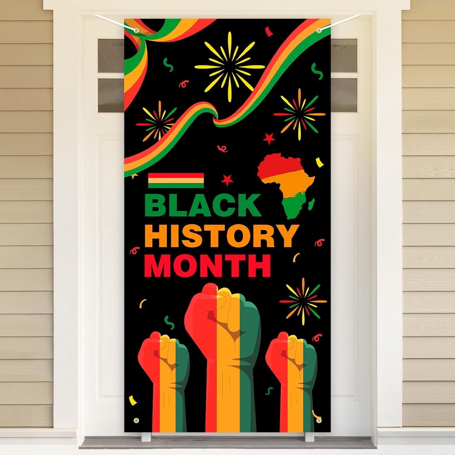 71 x 35 Inch Black History Month Sign Banner Door Cover - Pan-African ...