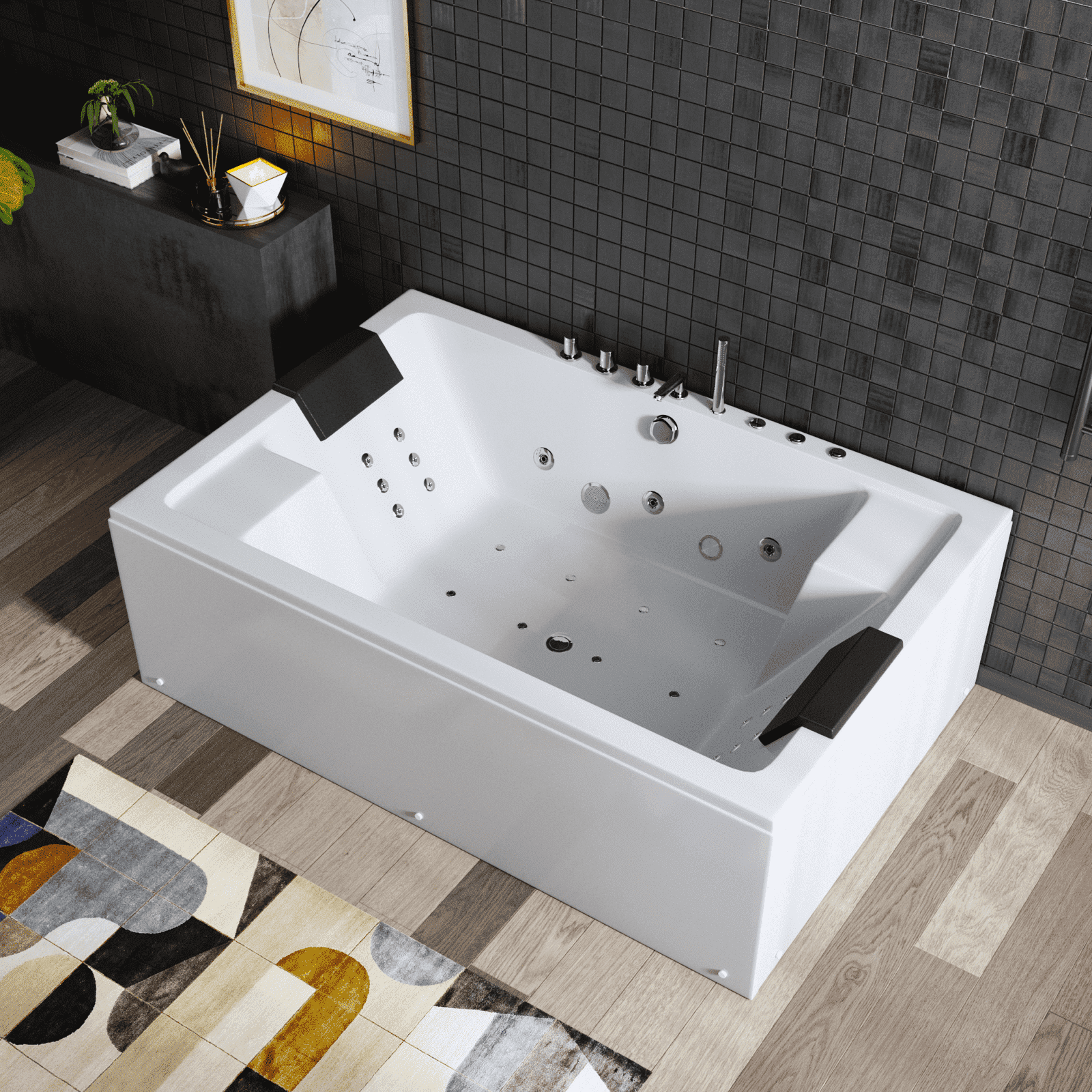 71" x 47" Whirlpool Jetted Bathtub for 2 Person Home Spa– Acrylic ...