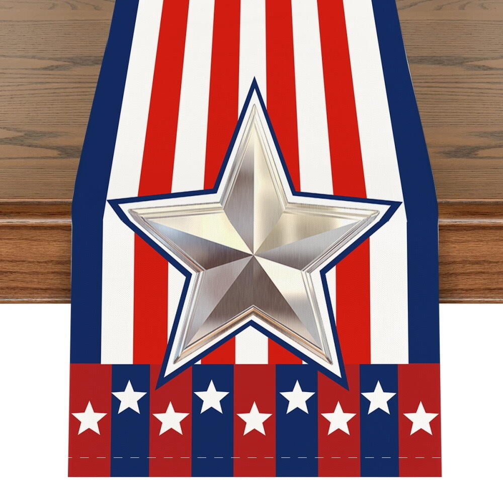 71"x13" NULIZU American Independence Day Linen Table Flag Stars and ...