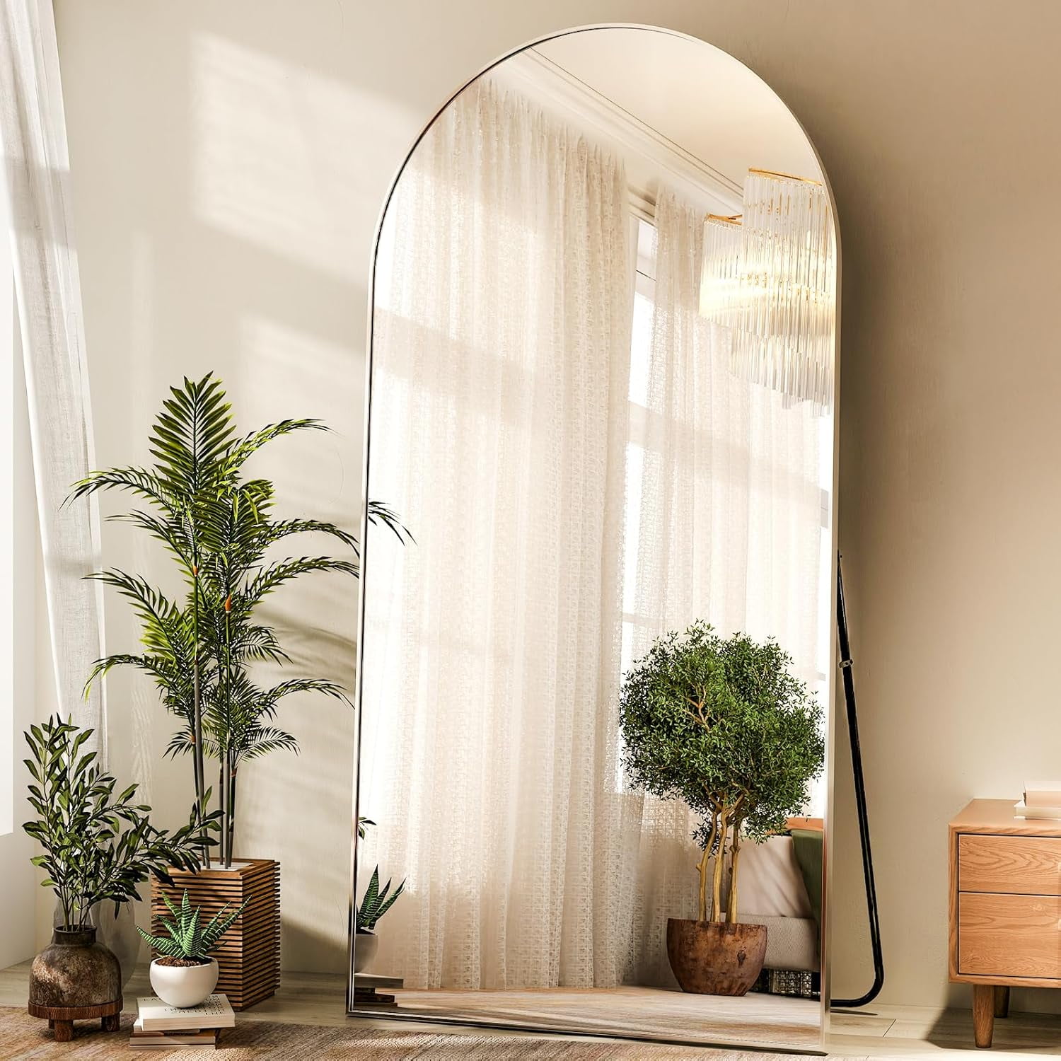71"x30" Silver Full Length Mirror Arch Floor Mirrors with Aluminum ...