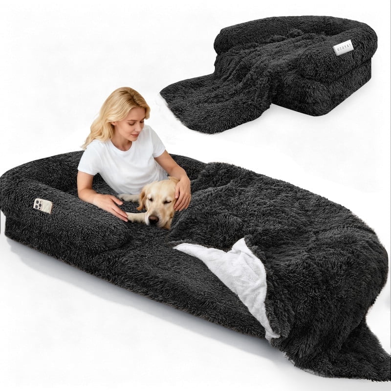 71"x38"x9"Foldable Human Dog Bed,2 in 1 Flexible Giant Pet Bed for ...