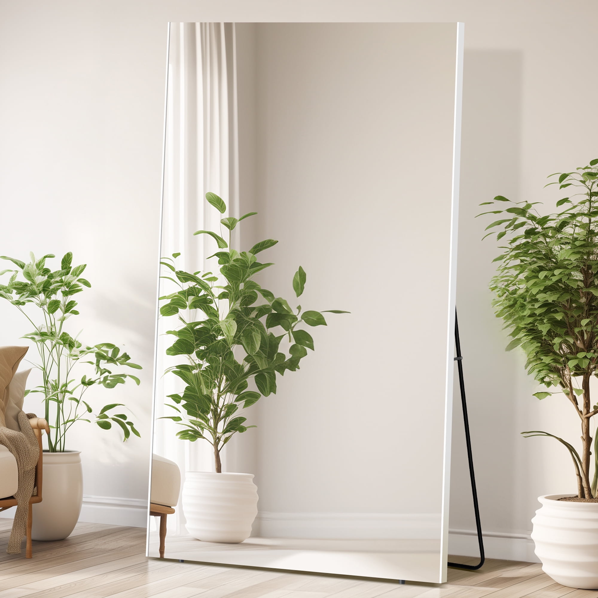71"x40"Full Length Mirror with Stand, Lightweight Floor Standing ...