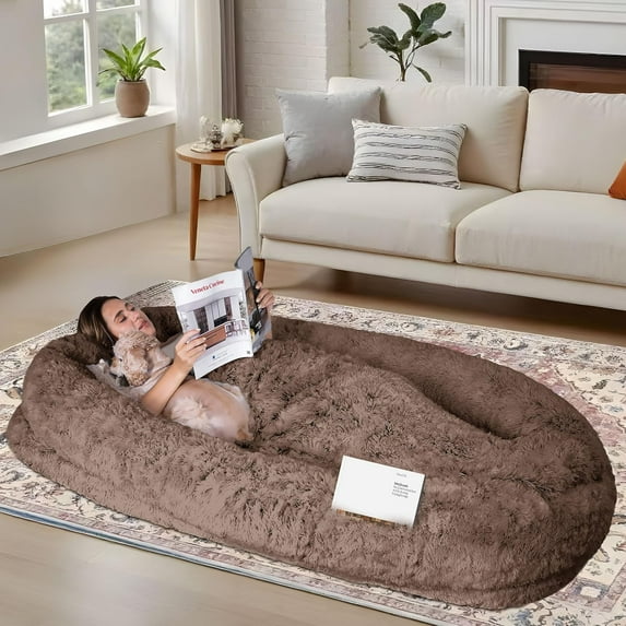 71"x44"x12.5" Human Dog Bed for Adult Faux Fur Washable Human Dog Bed ...
