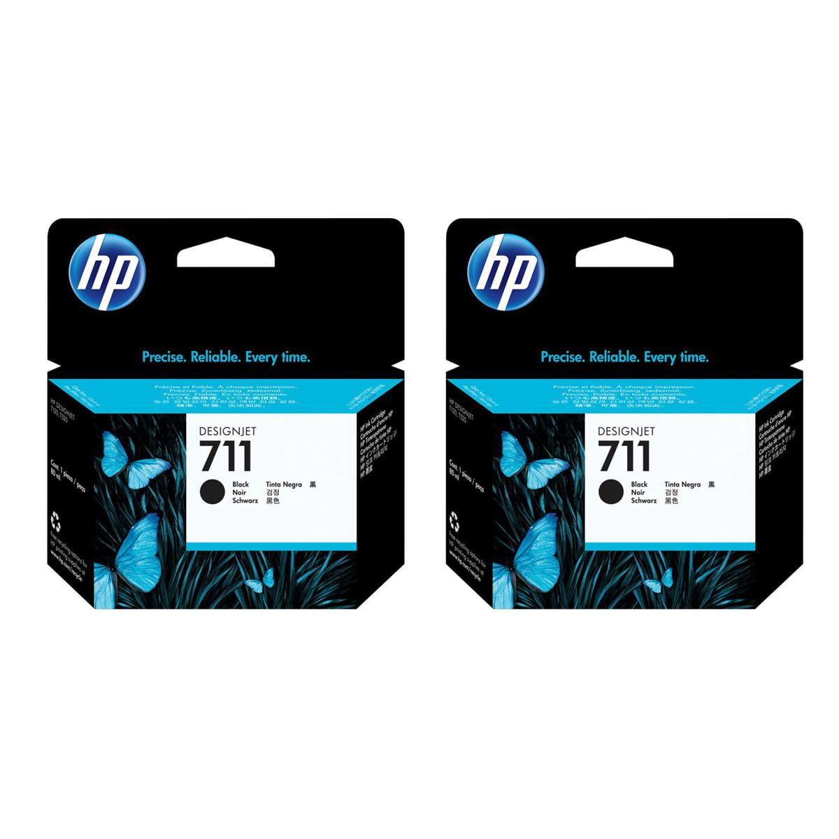 HP 711 80ml Black Ink Cartridges Pack of 2 for DesignJet T120, T520 ...