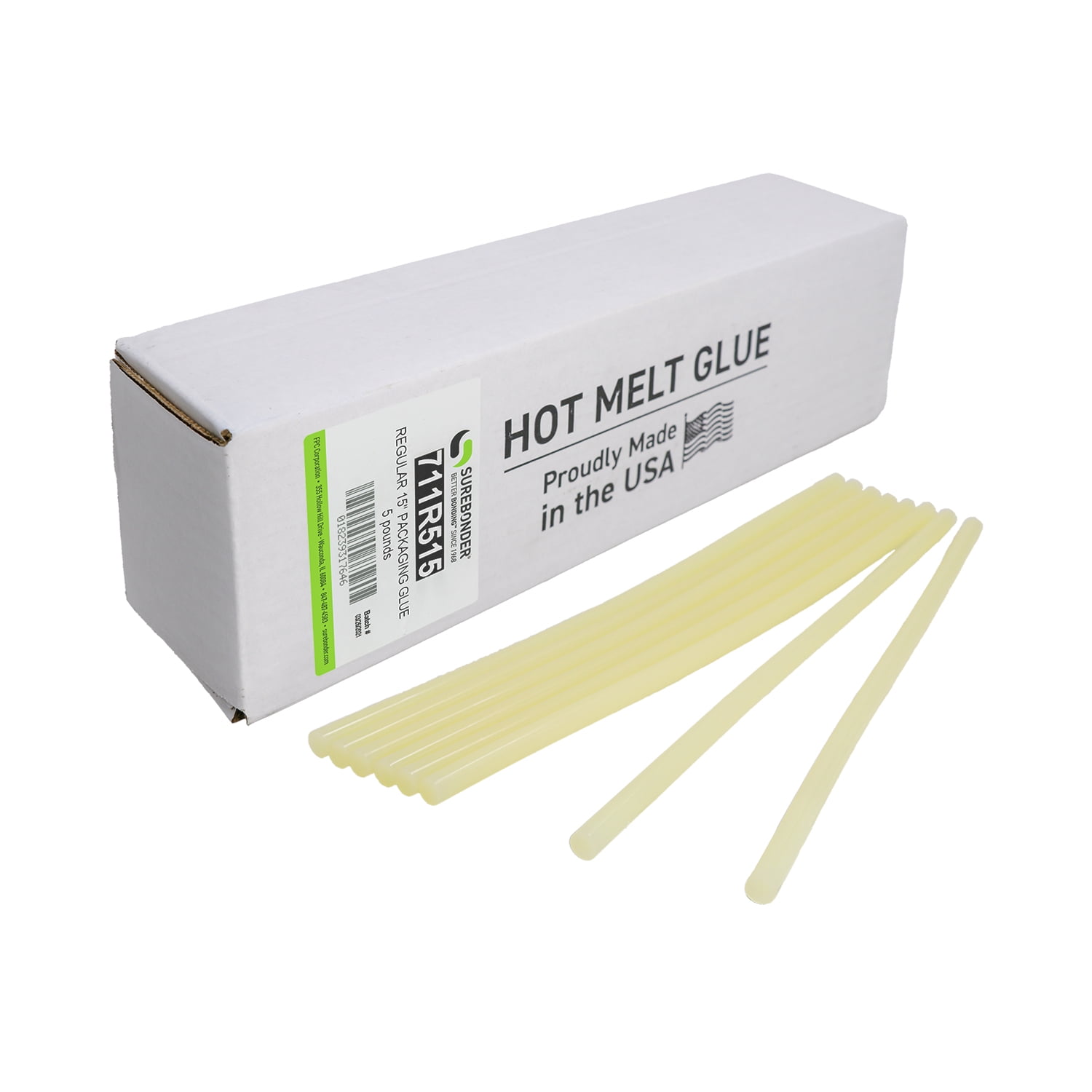 711R515 Fast Set Packaging Hot Melt Glue Sticks - 7/16" x 15" | 5 lb ...