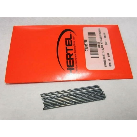 (71206726) #55 Jobber Drill Bits Hss 118° Point Oxide Finish Lot Of 10 ...