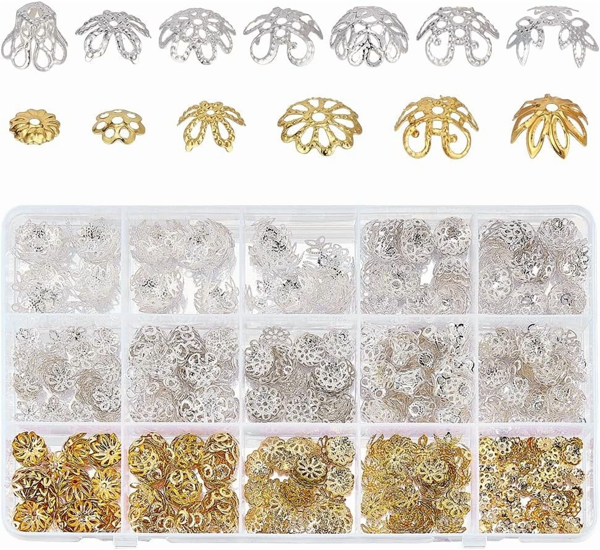 715Pcs Flower Bead Cap 13 Style Metal Flower Bead End Cap Floral End ...