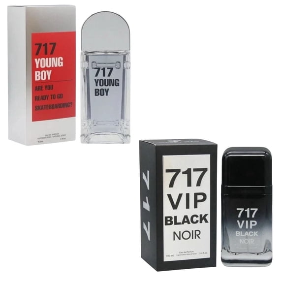 717 Young Boy & 717 VIP Black Noir Spray Perfume Set for Men, 100 ml ...