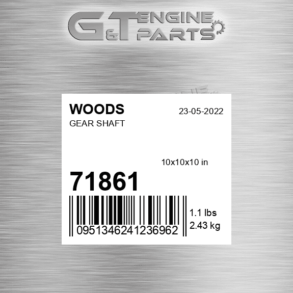 71861 GEAR SHAFT fits WOODS (New OEM) - Walmart.com