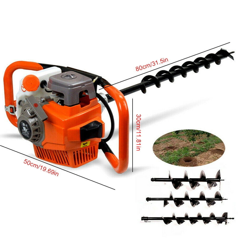 71CC Heavy Duty Gas Powered Post Hole Digger with 3pcs Earth Auger ...