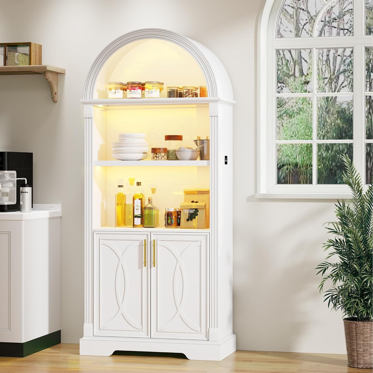 71Inch Tall Arched Cabinet Pantry Wood Storage Cabinets/Arched ...