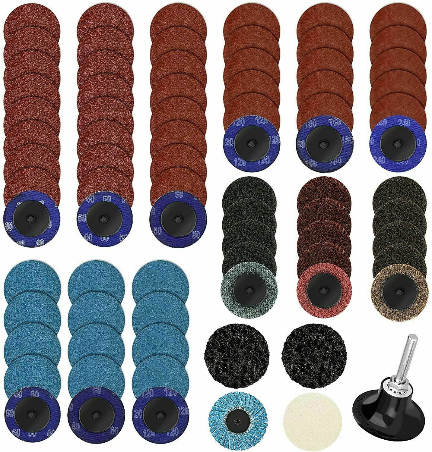 71PCS 2" Roll Lock Sanding Discs Set W/ 1/4 Holder Die Grinder Quick ...