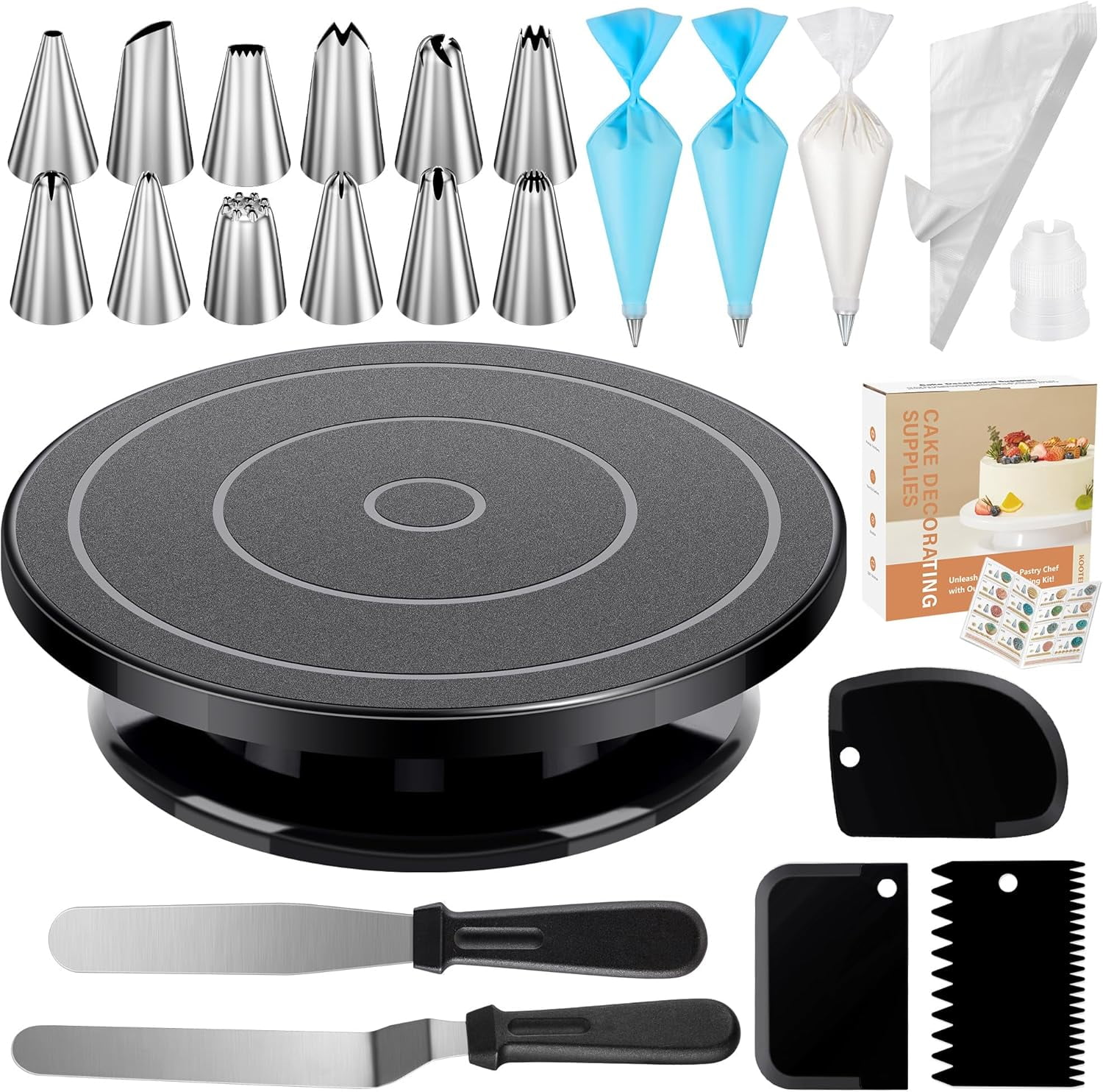 71PCs Cake Decorating Supplies Kit with Revolving Cake Stand Turntable ...