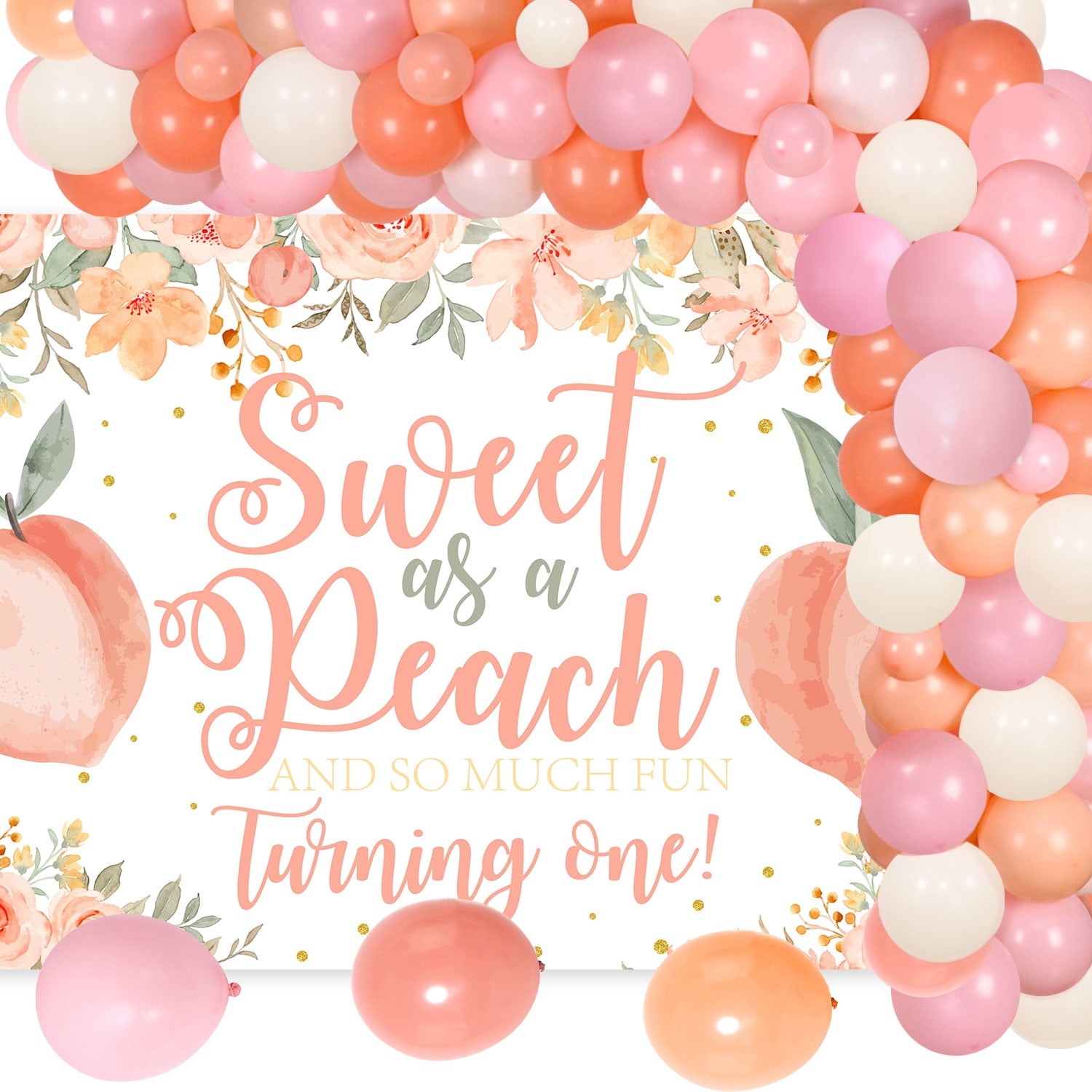 71Pcs Peach Themed Birthday Decorations, Pink Peach Party Supplies with ...