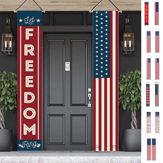 71X12 Inch 4Th of July Hanging Decorations 2 Pack Patriotic Porch Decor ...