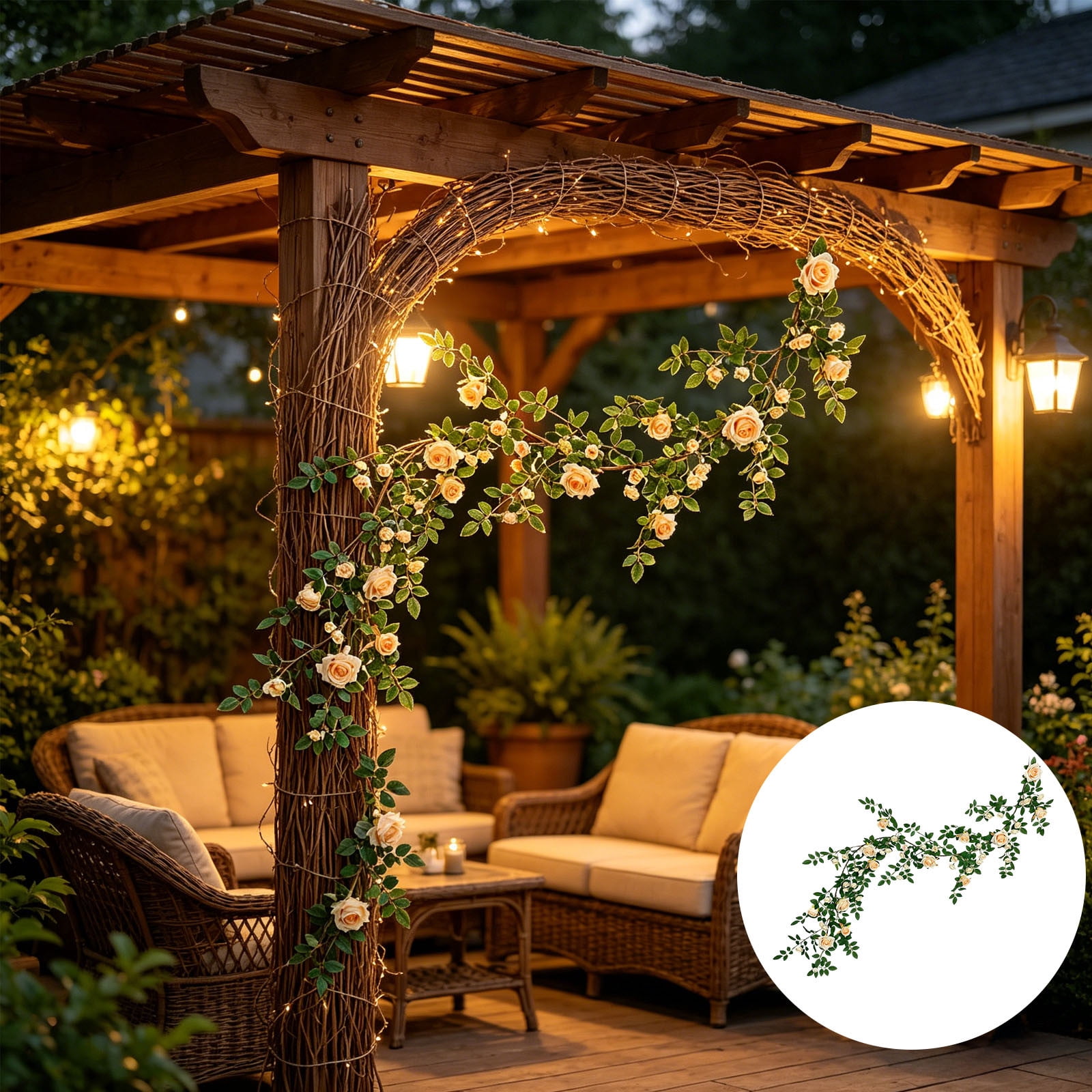 71in Bendable Flower Garland, Artificial Rose Vine Hanging Floral ...