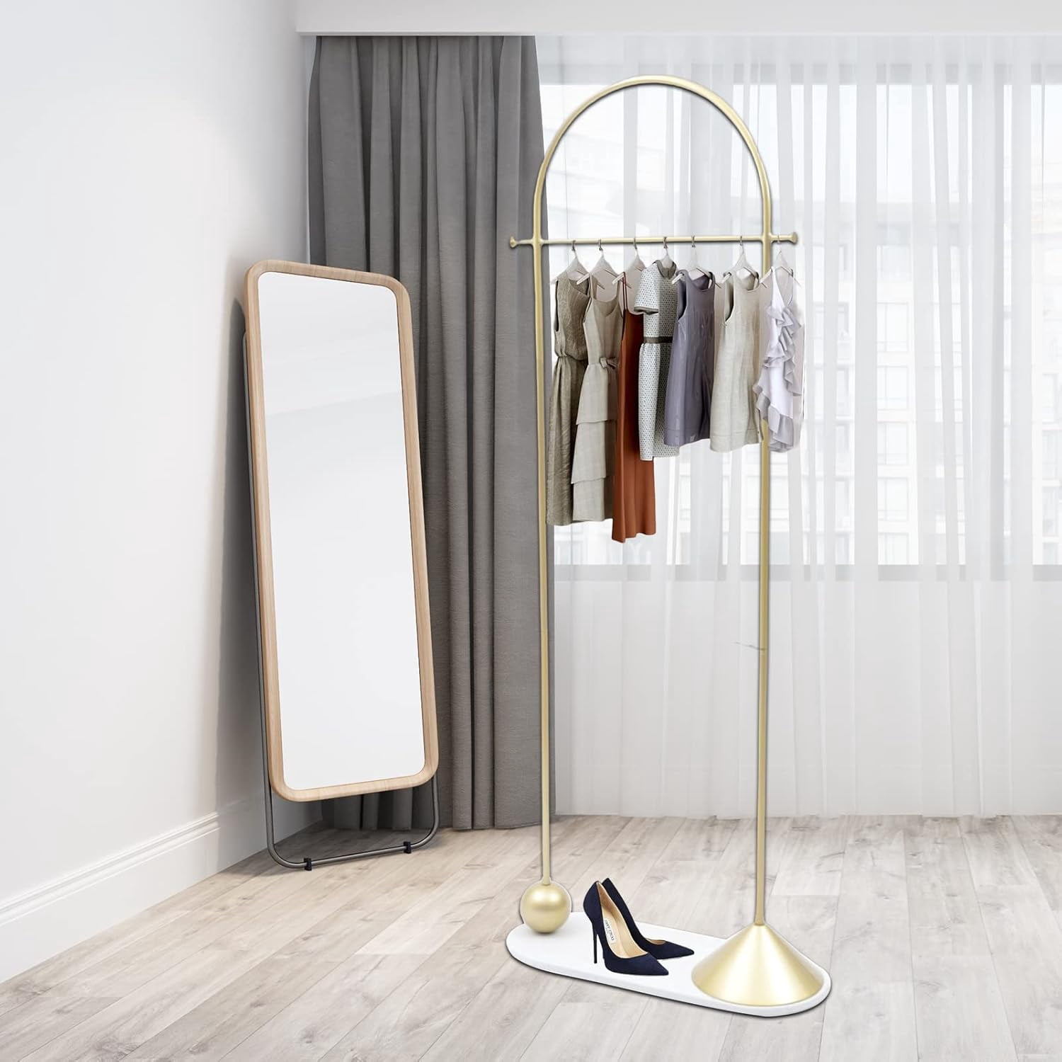 71in-Free Standing Coat Rack Stand with Marble Base, Clothing Garment ...