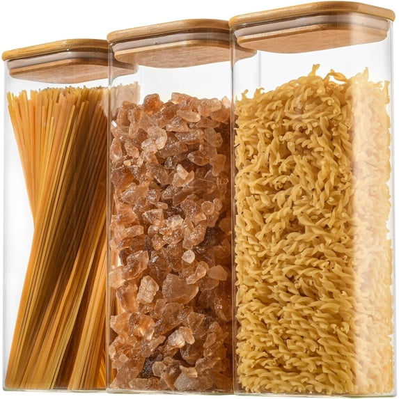 71oz Rectangle Airtight Glass Storage Containers with (Set of 3 ...