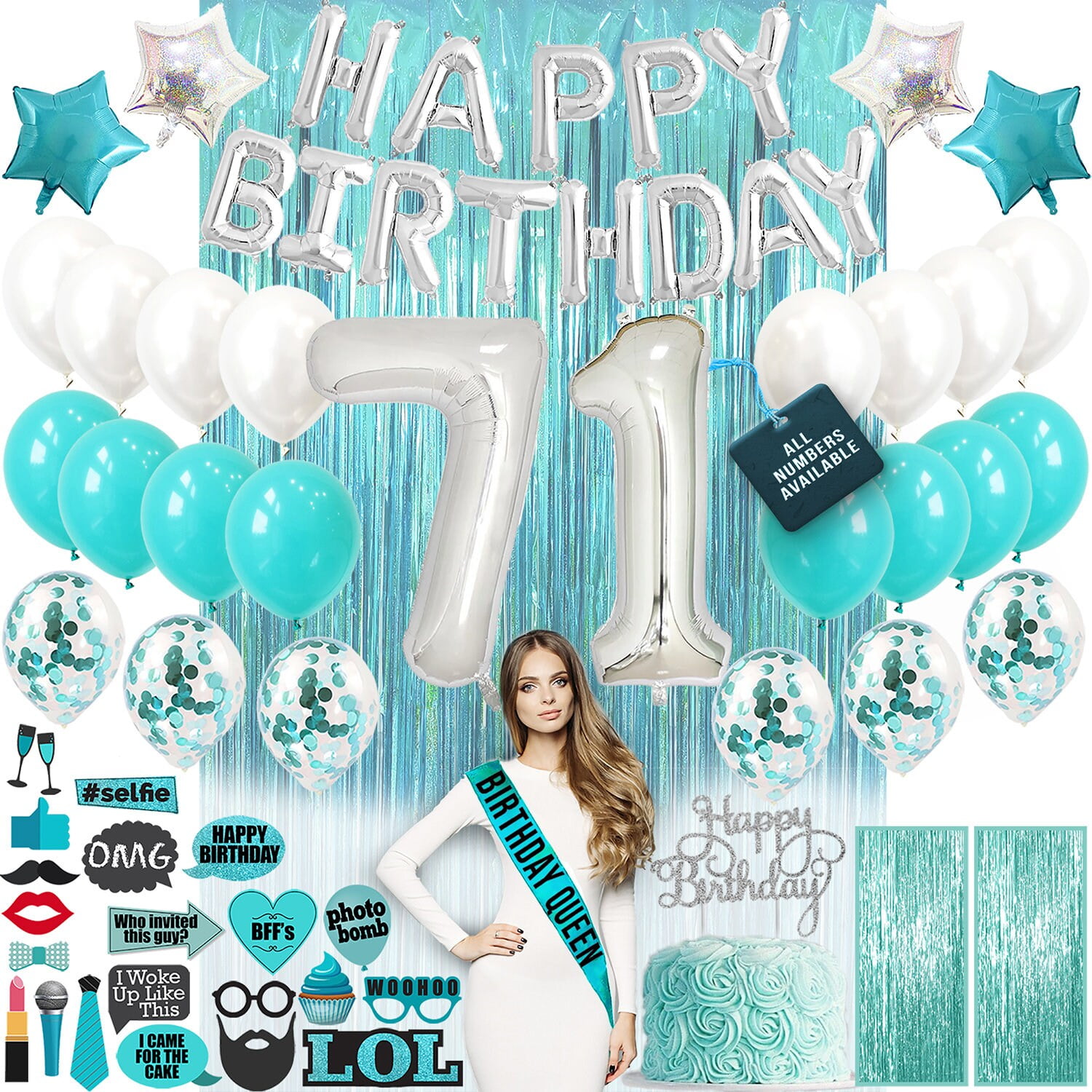 71st Birthday Decorations, 71st Birthday Party Supplies, 71st Birthday ...