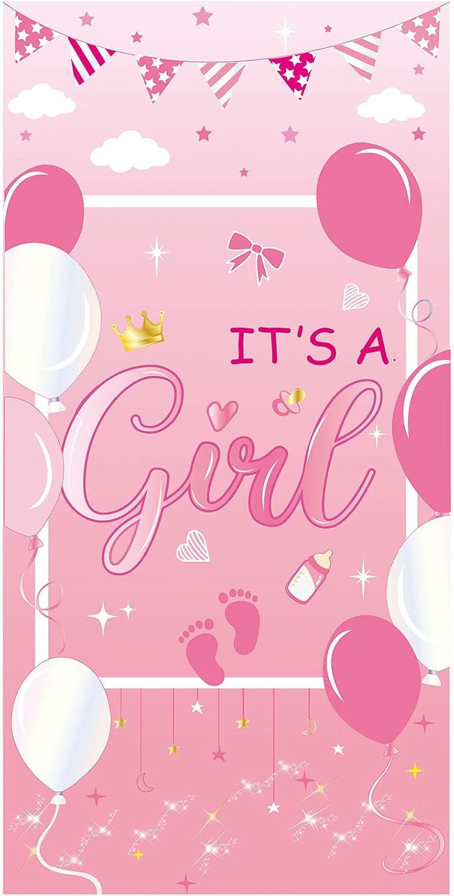 71x35 inch Pink It's A Girl Banner with Hanging Rope Large Birthday ...