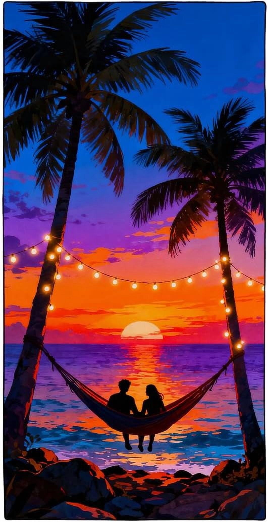 71x36IN Palm Tree Beach Towel Oversized Sand Free Quick Dry Microfiber ...