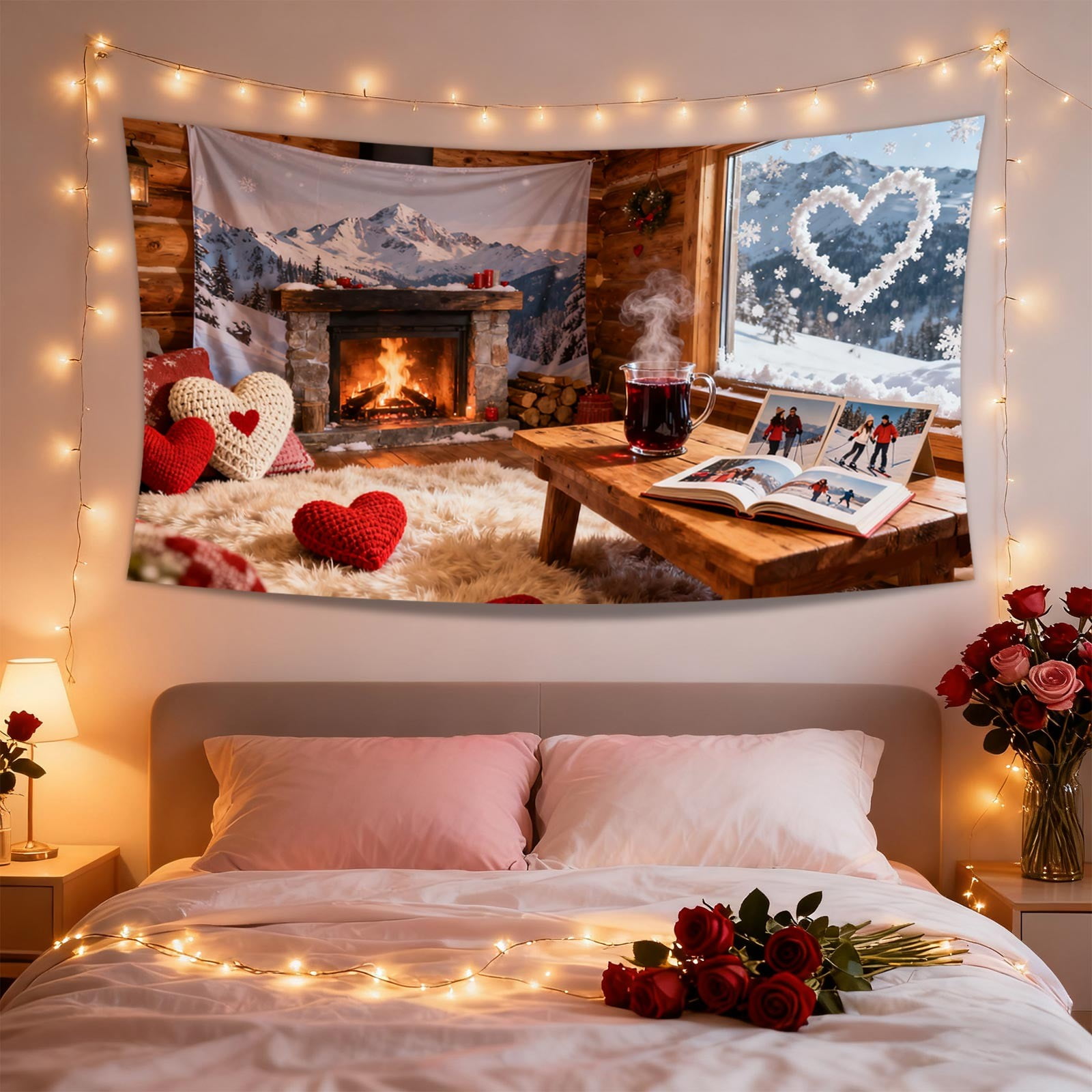 71x45in Valentine's Day Tapestry, Romantic Wall Hanging for Bedroom ...