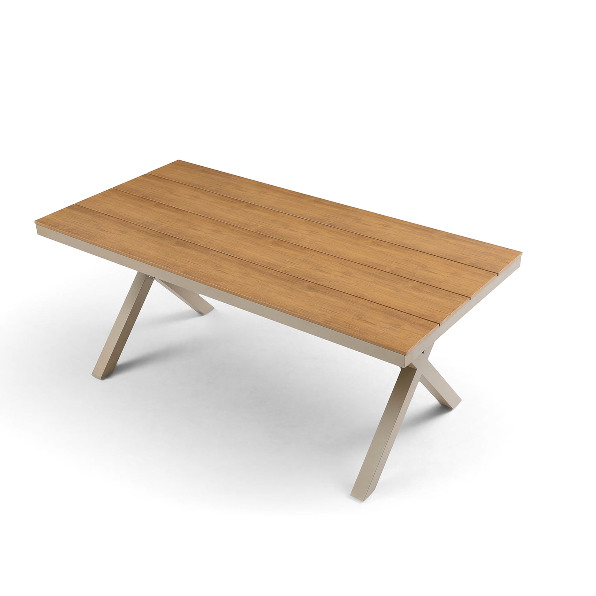 72.03inch Rectangular Patio Dining Table With Metal Base, Hips Top, For ...