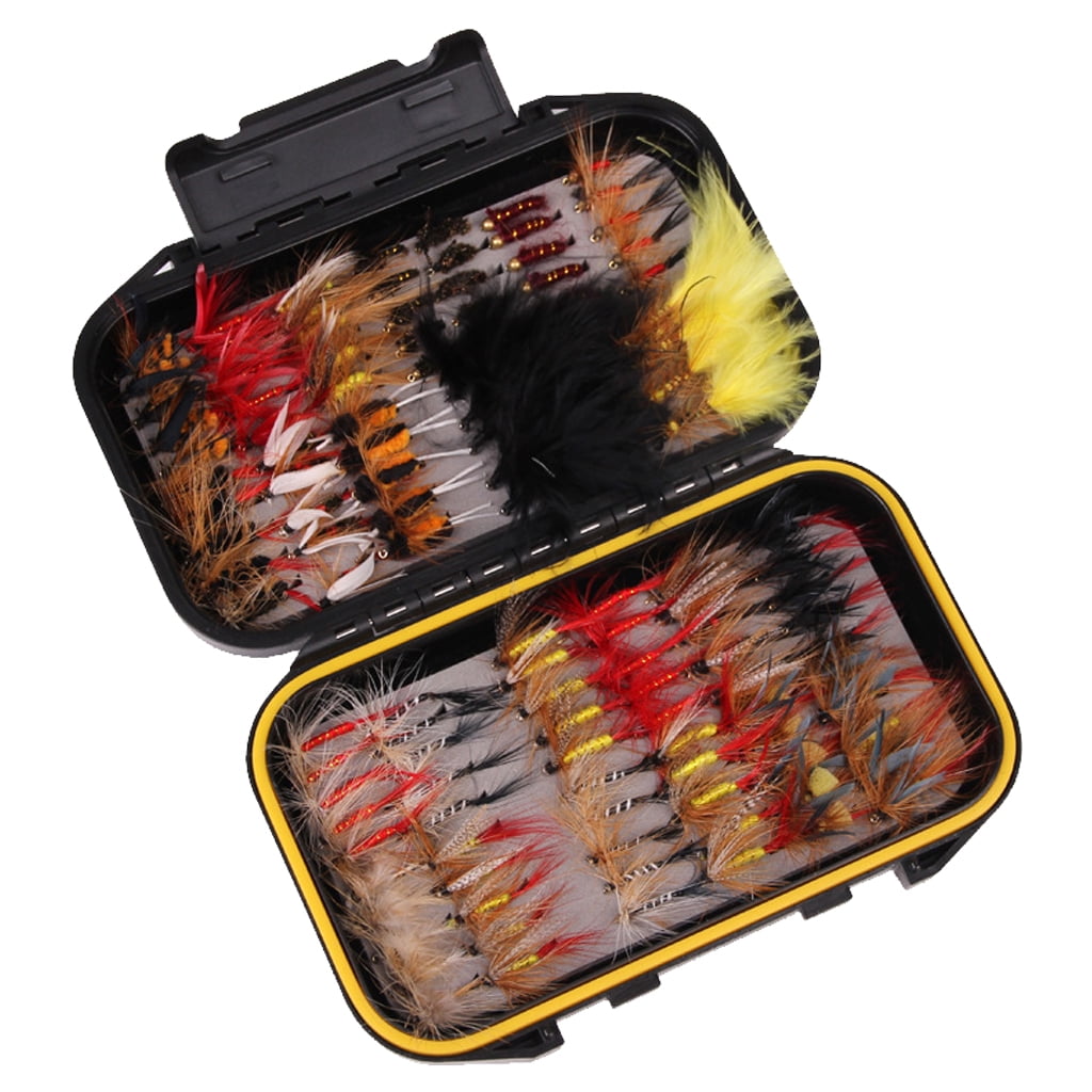 72/100/120pcs Fly Fishing Lure Set Dry Wet Flies Combo Nymph Kit Hook ...