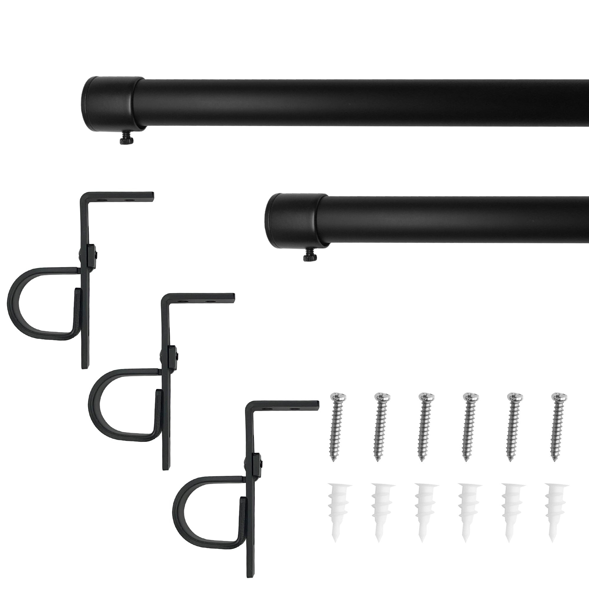 1" dia. Drapery Single Condo Curtain Rod Set _Matte Black Black - 72 ...