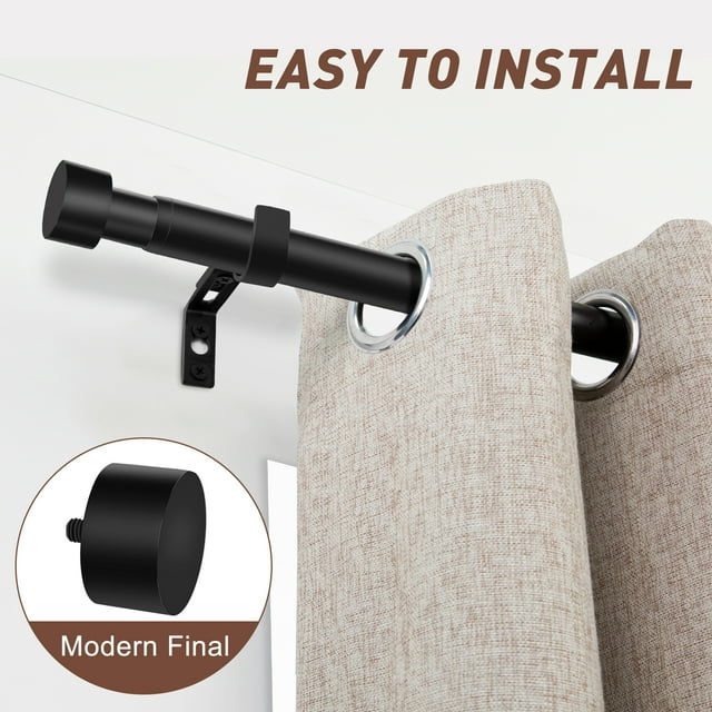 72"-144"Curtain Rods, 1 inch Diameter Window Curtain Rod Set, Heavy ...
