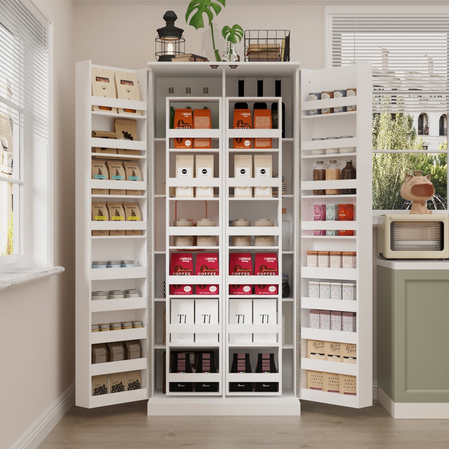 KULAGAGA 72.2"H Kitchen Pantry Cabinet, Freestanding Buffet Cupboards ...