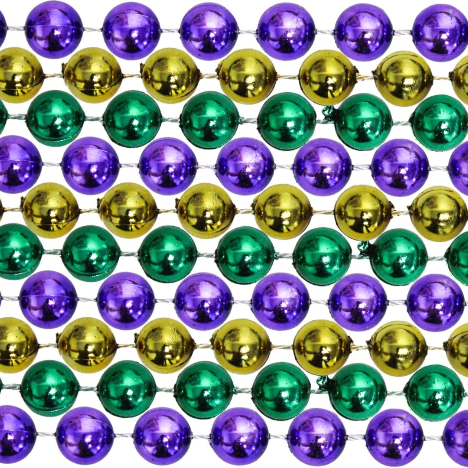 72" 22mm Round Metallic Purple, Gold and Green Mardi Gras Beads - Walmart.com