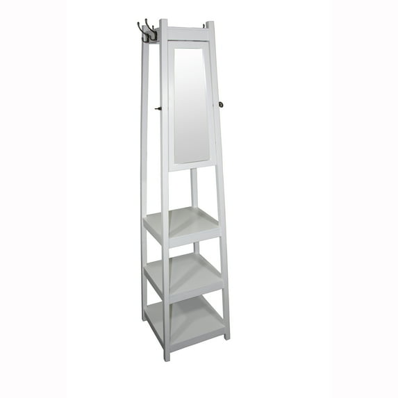 72" 3-Tier White Tower Shoe/Coat Rack Plus Mirror - Walmart.com