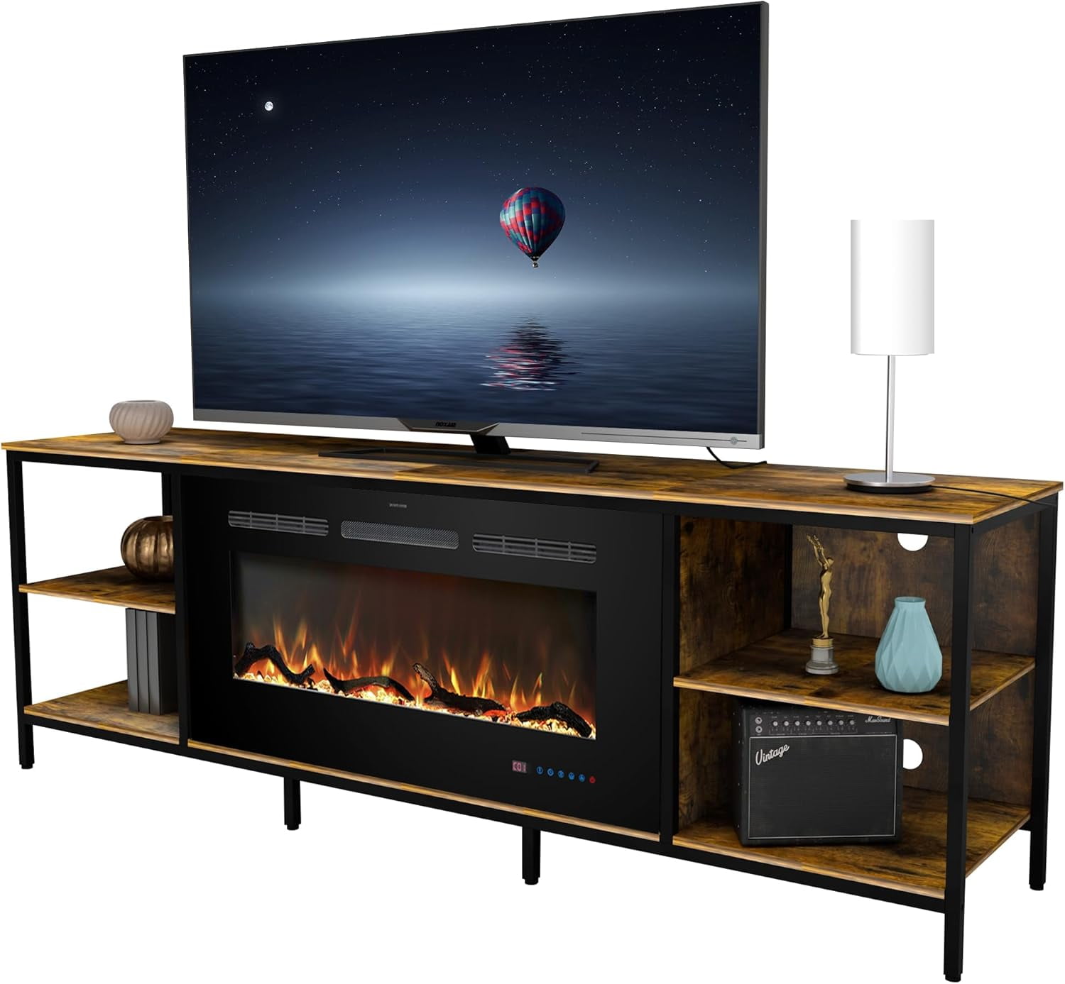 72" Fireplace TV Stand Entertainment Center with 36" Electric Fireplace ...