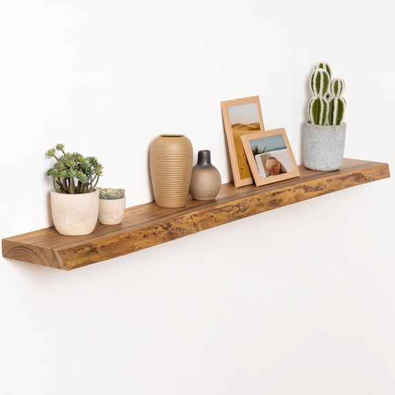 72" Floating Shelves Live Edge Elm Wood Floating Shelf for Wall Wall ...