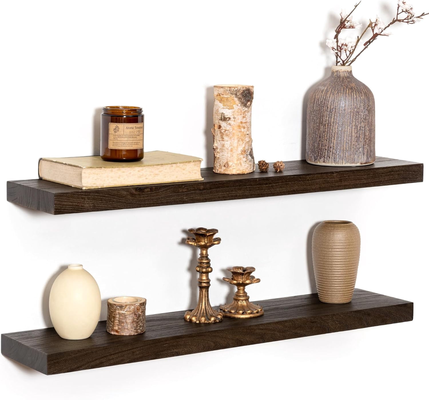 72" Floating Shelves Live Edge Elm Wood Floating Shelf for Wall Wall ...