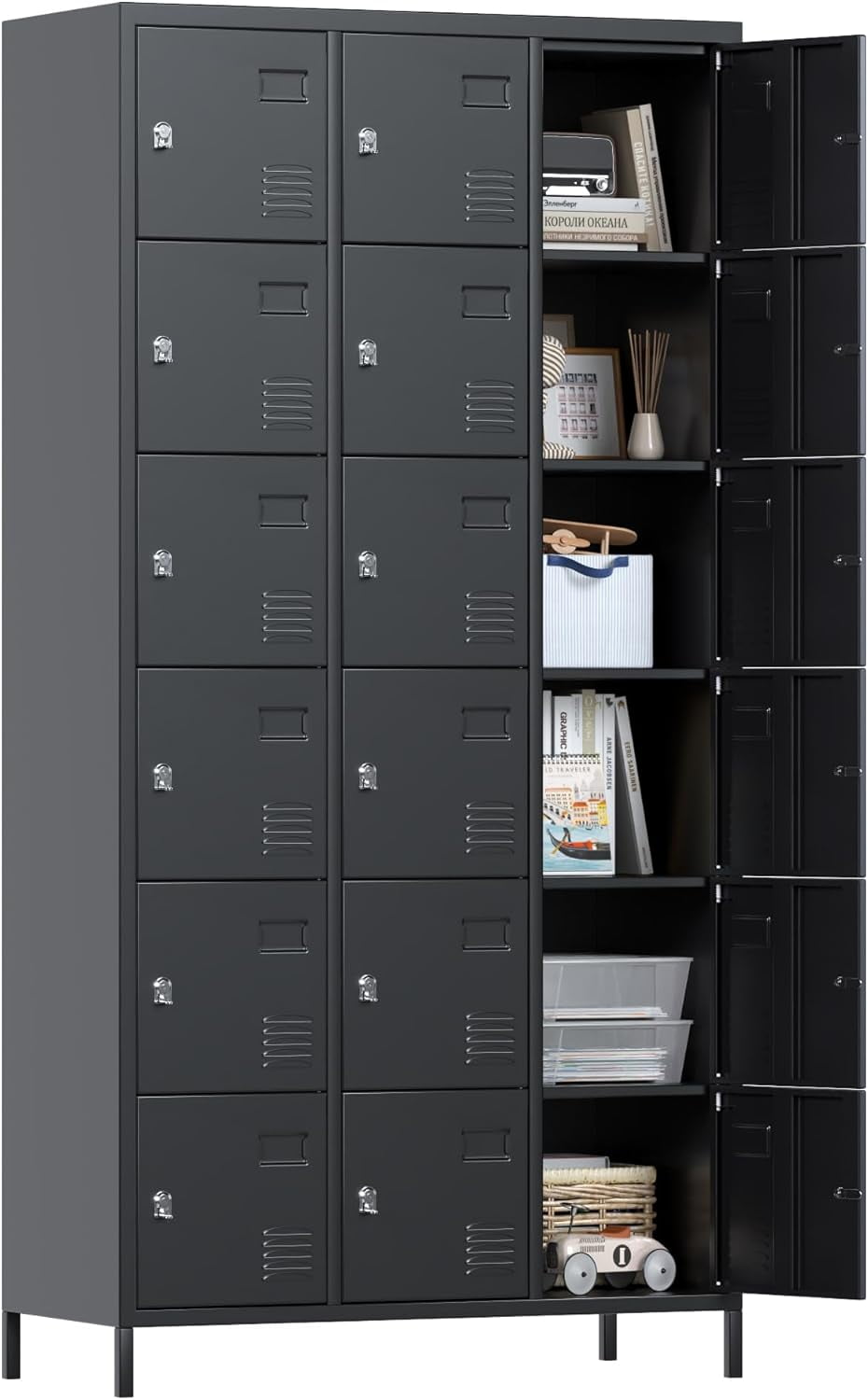 72" H Metal Lockable Storage Locker 7 Small Doors and 1 Big Door Metal ...