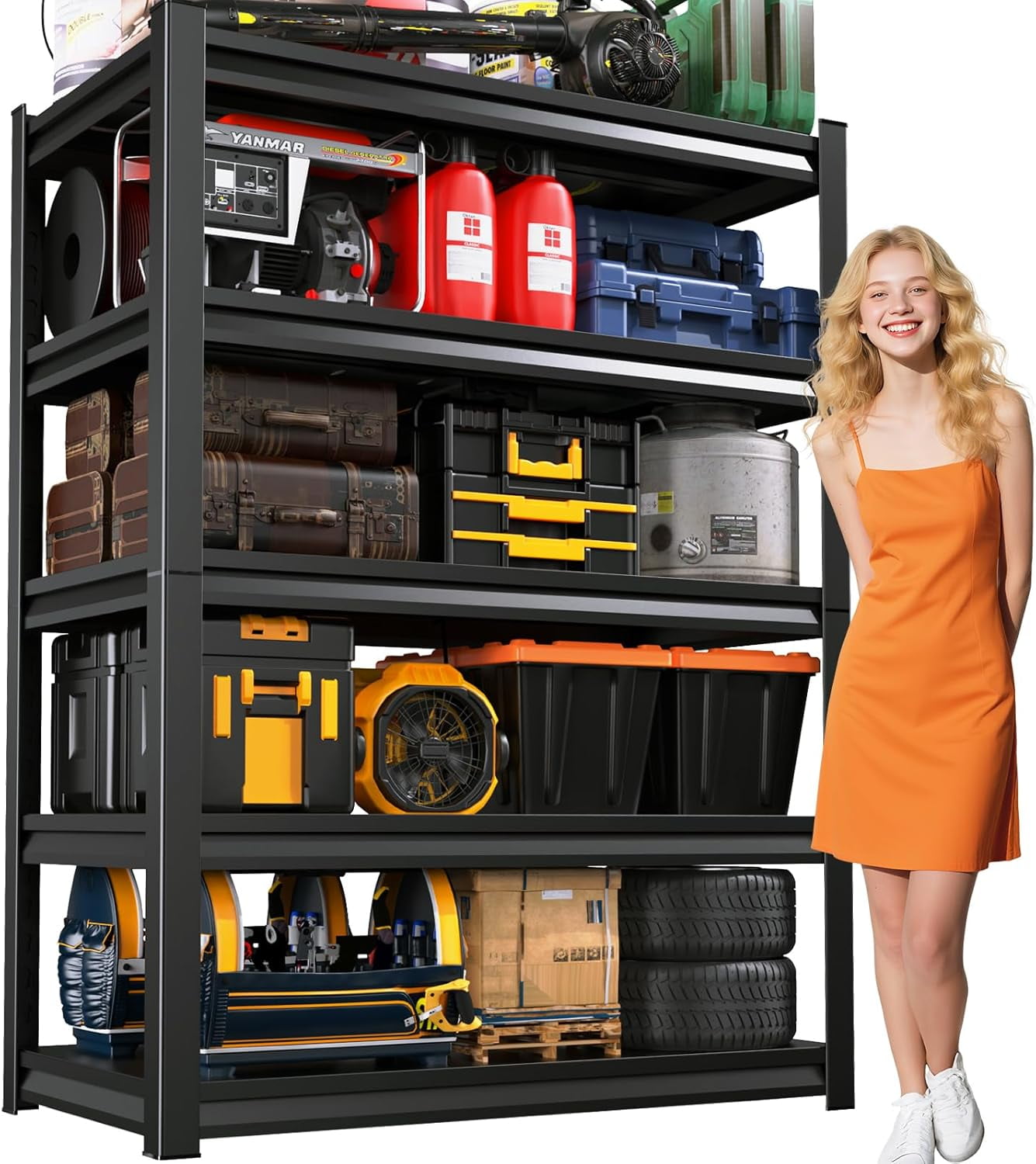 72"/46" W Garage Shelving Heavy Duty, 3000LBS Garage Storage Shelves ...