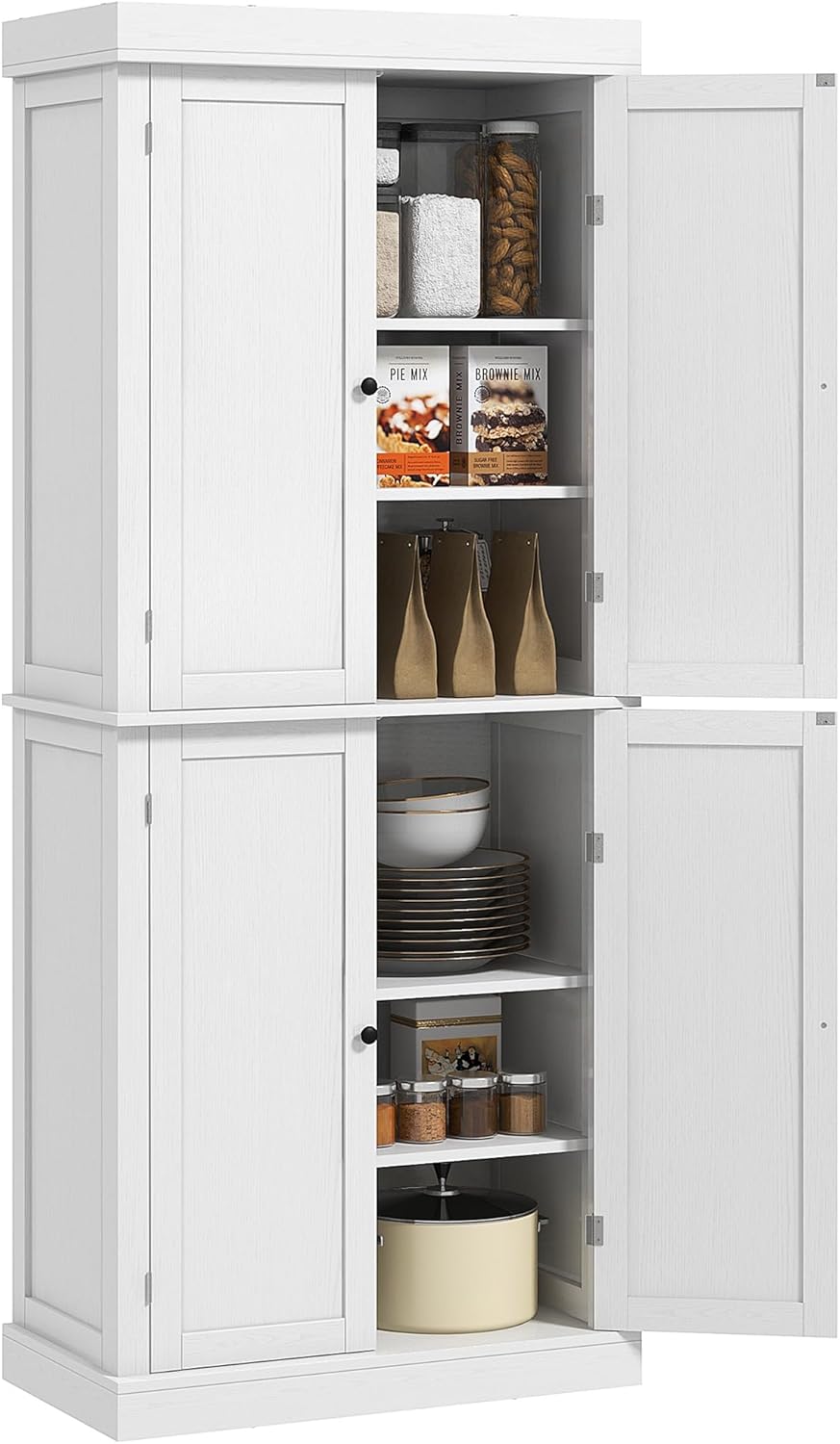 72.5" Freestanding Kitchen Pantry Cabinet, Tall Storage Cabinet with 4 ...