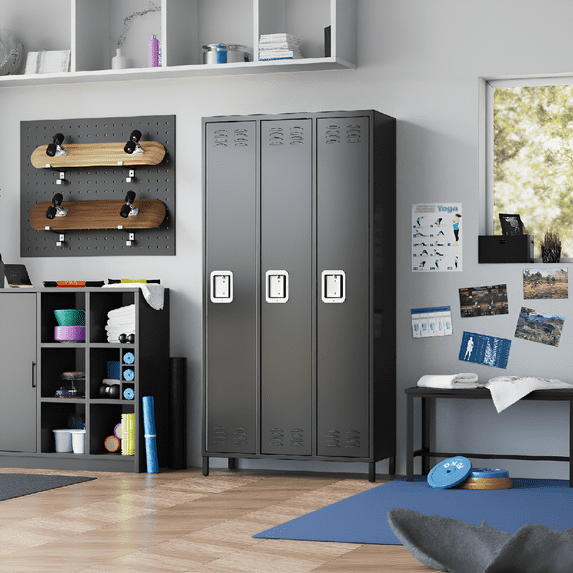 72" 6-Door Industrial Metal Locker Cabinet for Employees - Double-Tier ...