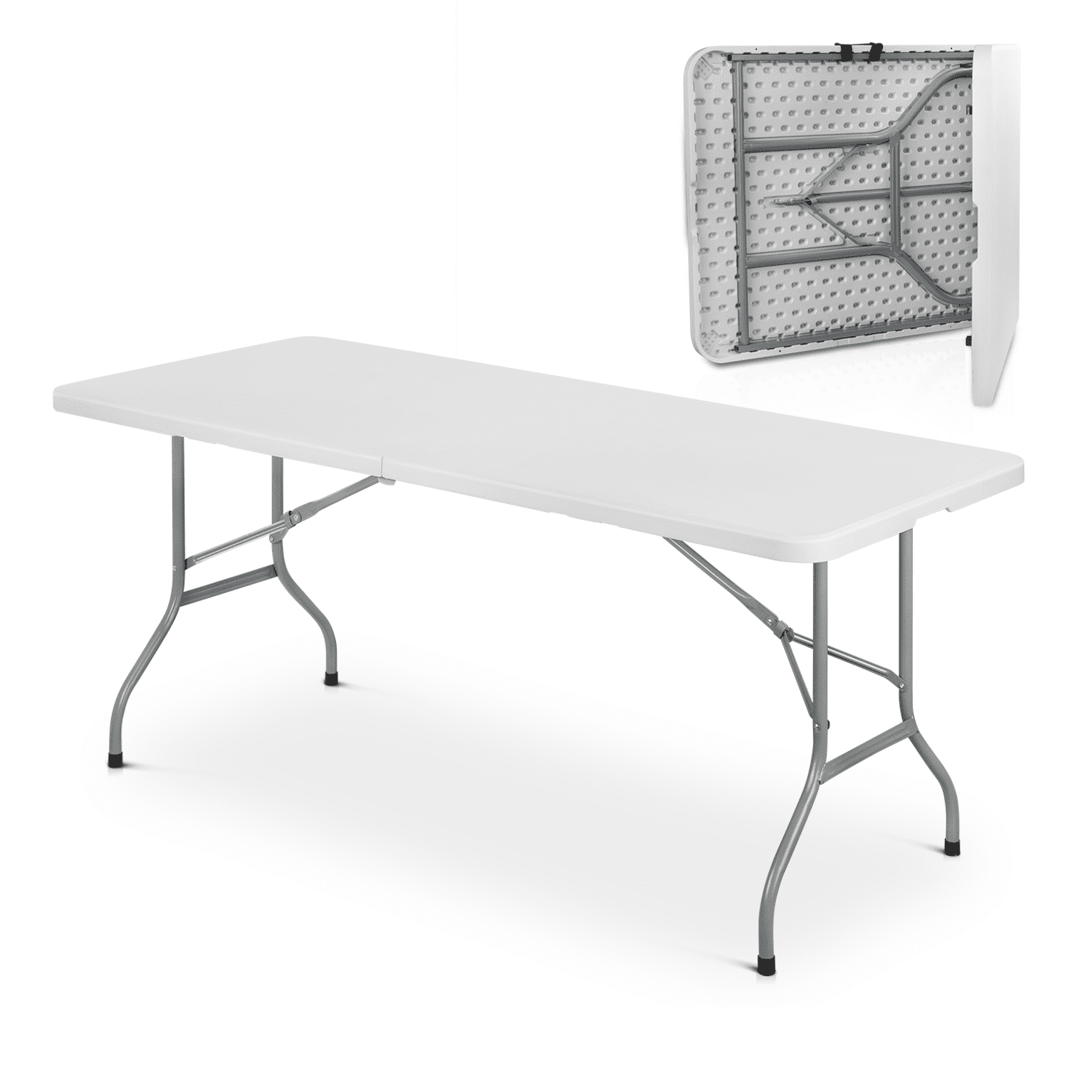 72" (6 Foot) Plastic Foldable Table, Indoor Outdoor Portable Picnic ...