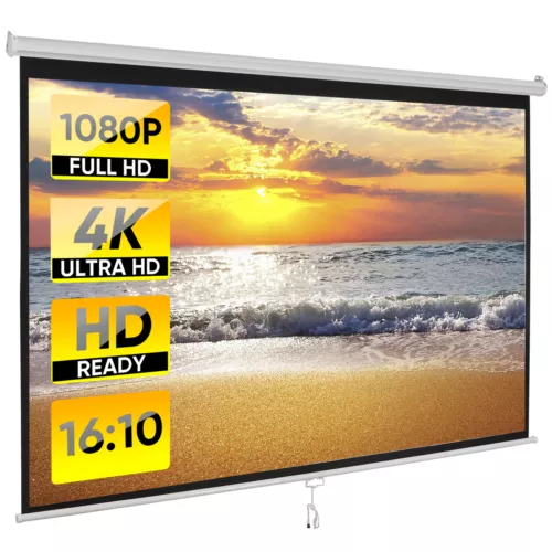72''/80''/100''/119'' Projector Screen Pull Down Projection Screen Home ...
