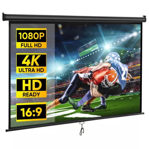 72''/80''/100''/119'' Projector Screen Pull Down Projection Screen Home ...