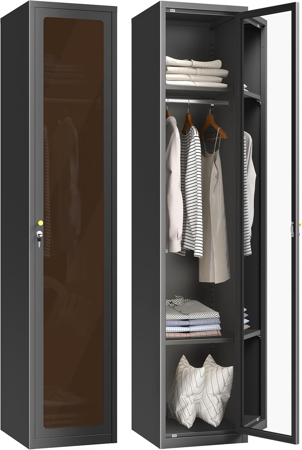 72.83" H Metal Locker 0rganizer for Employees with Lock, Amber Glass ...
