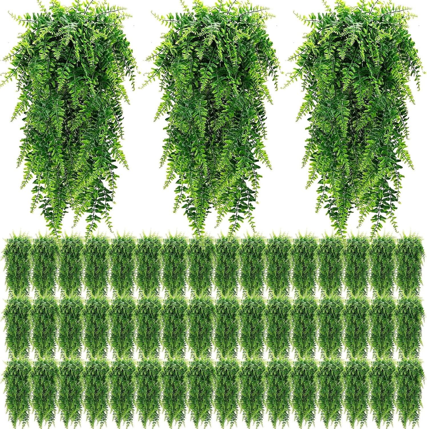 72 Artificial Hanging Plants 32 Inch Hanging Boston Ferns Plastic Fake ...