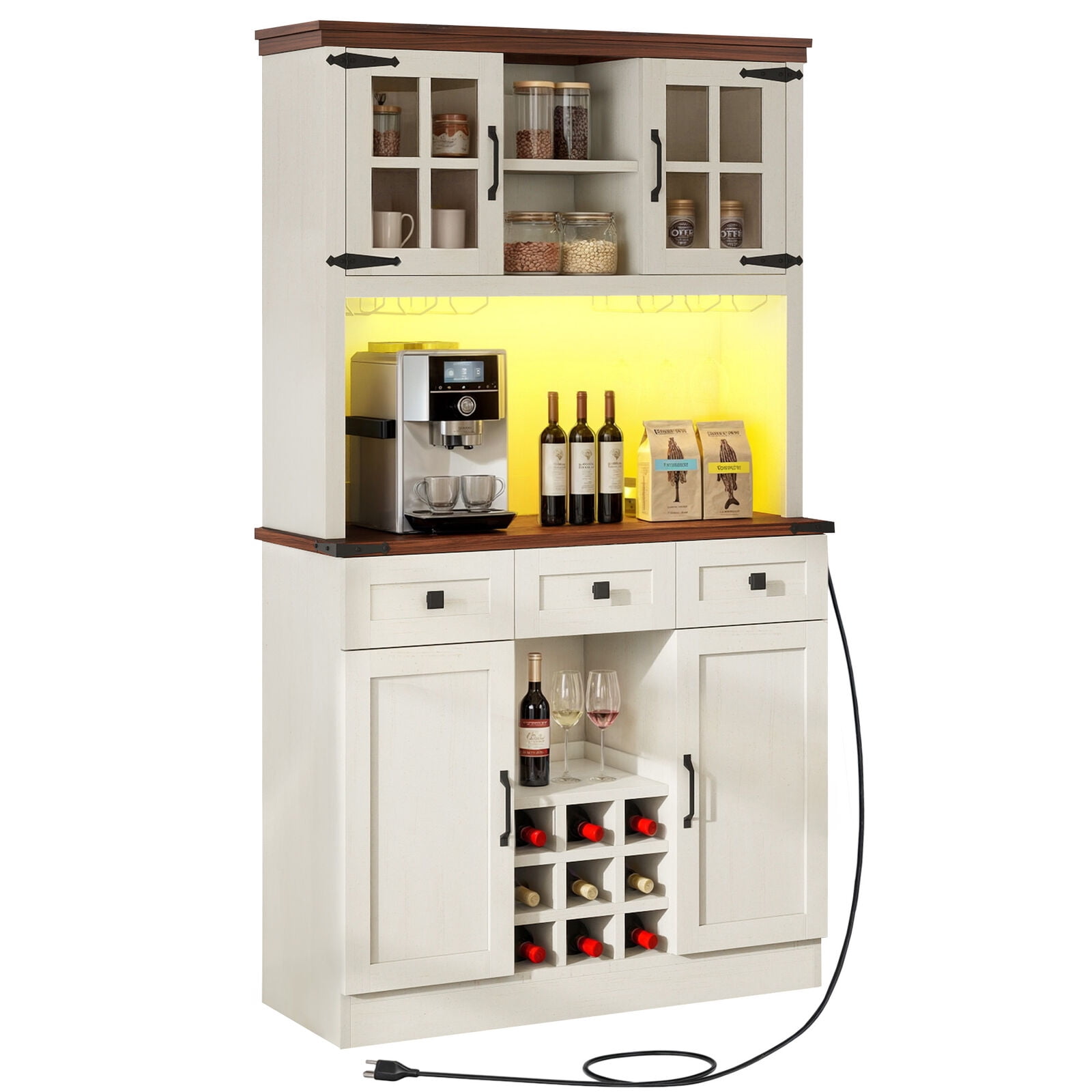 72" Bar Cabinet Liquor Bottle Display Shelf Kitchen Tall Cabinet with ...