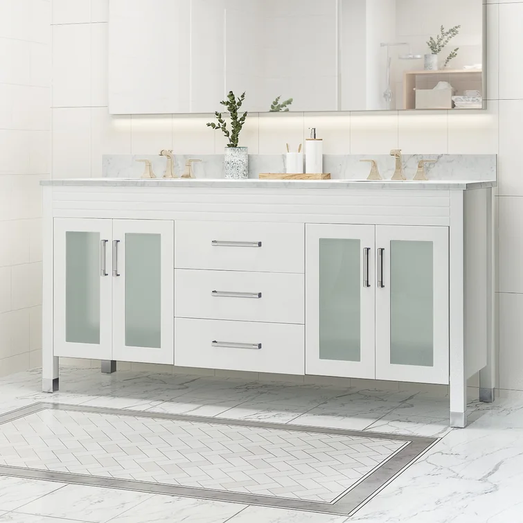 72" Bathroom Vanity Base Cabinet, Vanity Sink Configuration, 4 Soft ...